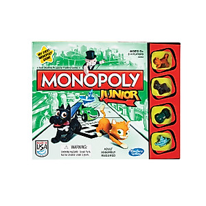 Hasbro Gaming Monopoly Junior Board Game for Kids Ages 5 and Up, 2-4 Players, Family Games