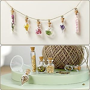 Geiserailie 50 Pieces Small Mini Glass Jars Bottle with Cork Stopper Tiny Wishing Bottles with Eye Screws Funnel and Rope Small Cork Clear Glass Bottle for DIY Crafts Bead Container (Mixed Style)