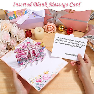 70th Birthday Card for Women, 70th Birthday Gift Greeting Card for Her, Mom, Wife, Grandma Flower Popup Happy Birthday Card with Blank Note and Envelope