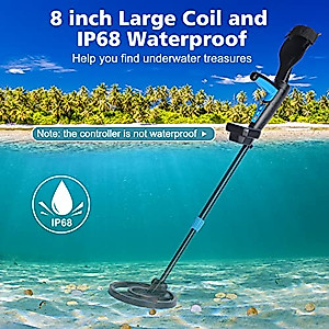 KENTOKTOOL Metal Detector for Kids with 8'' Waterproof Coil, 32-41 inches Adjustable Stem Kids Metal Detector, Lightweight and High Accuracy Gold Detector with DSP Chip