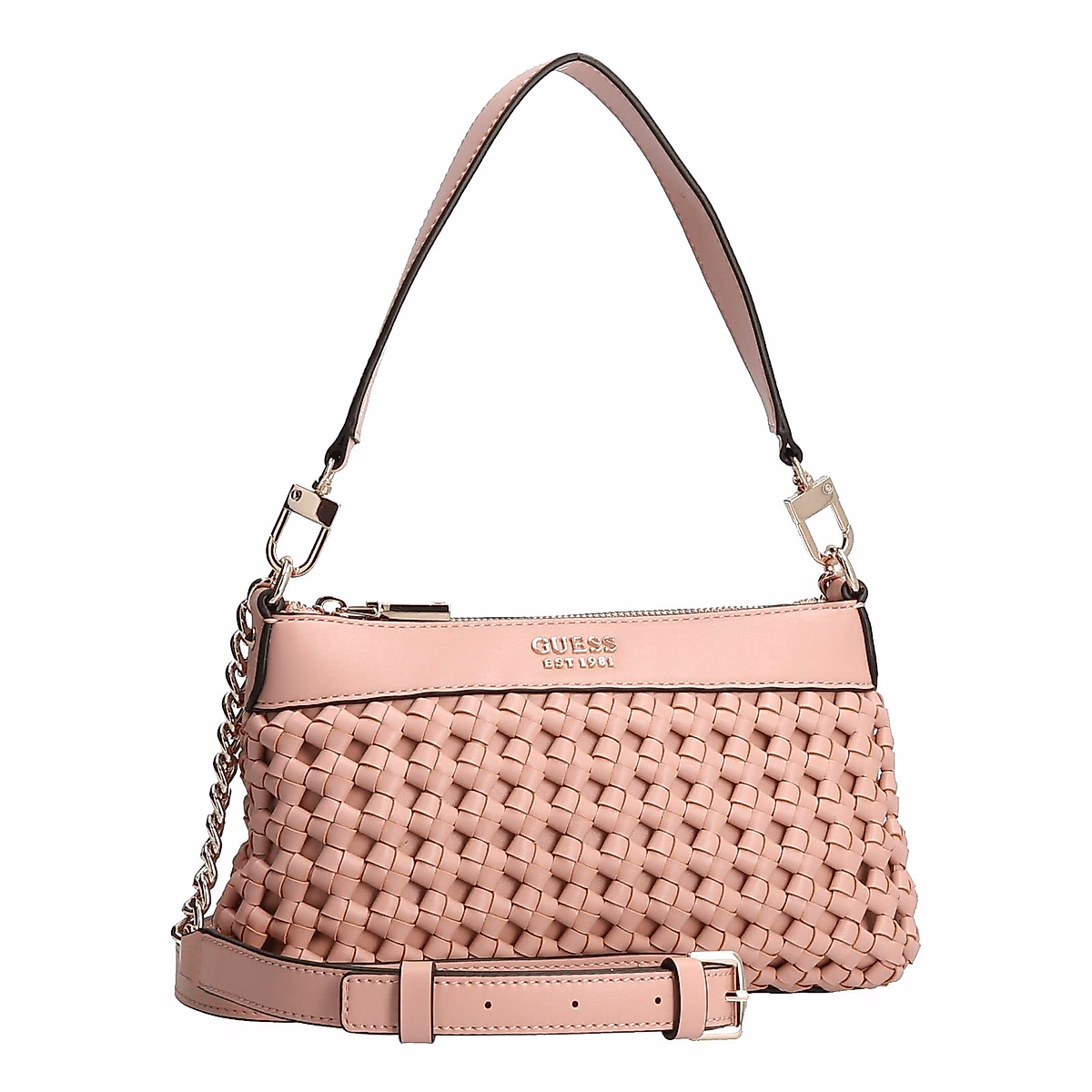 GUESS Sicilia Top Zip Shoulder Bag Pink One Size
