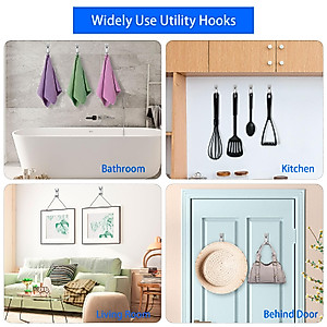 2 Pack Self Adhesive Hooks,Towel Hooks for Bathroom, Heavy Duty Adhesive Hooks,Shower Hooks for Inside Shower,Stainless Steel Wall Hooks for Coat,Robe and Towels, Stick On Bathroom and Kitchen,Sliver