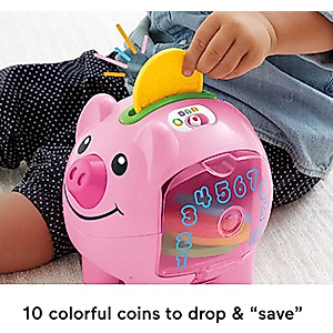 Fisher-Price Laugh & Learn Baby Learning Toy Smart Stages Piggy Bank With Songs Sounds And Phrases For Infant To Toddler Play [Amazon Exclusive]
