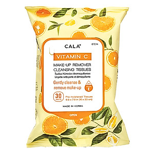 Cala Vitamin c make-up remover cleansing tissues 30 count, 30 Count