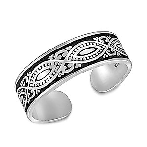 AeraVida Sleek Unisex Balinese Marquise Design Sterling Silver Long Toe or Pinky Ring, 0.20 inch