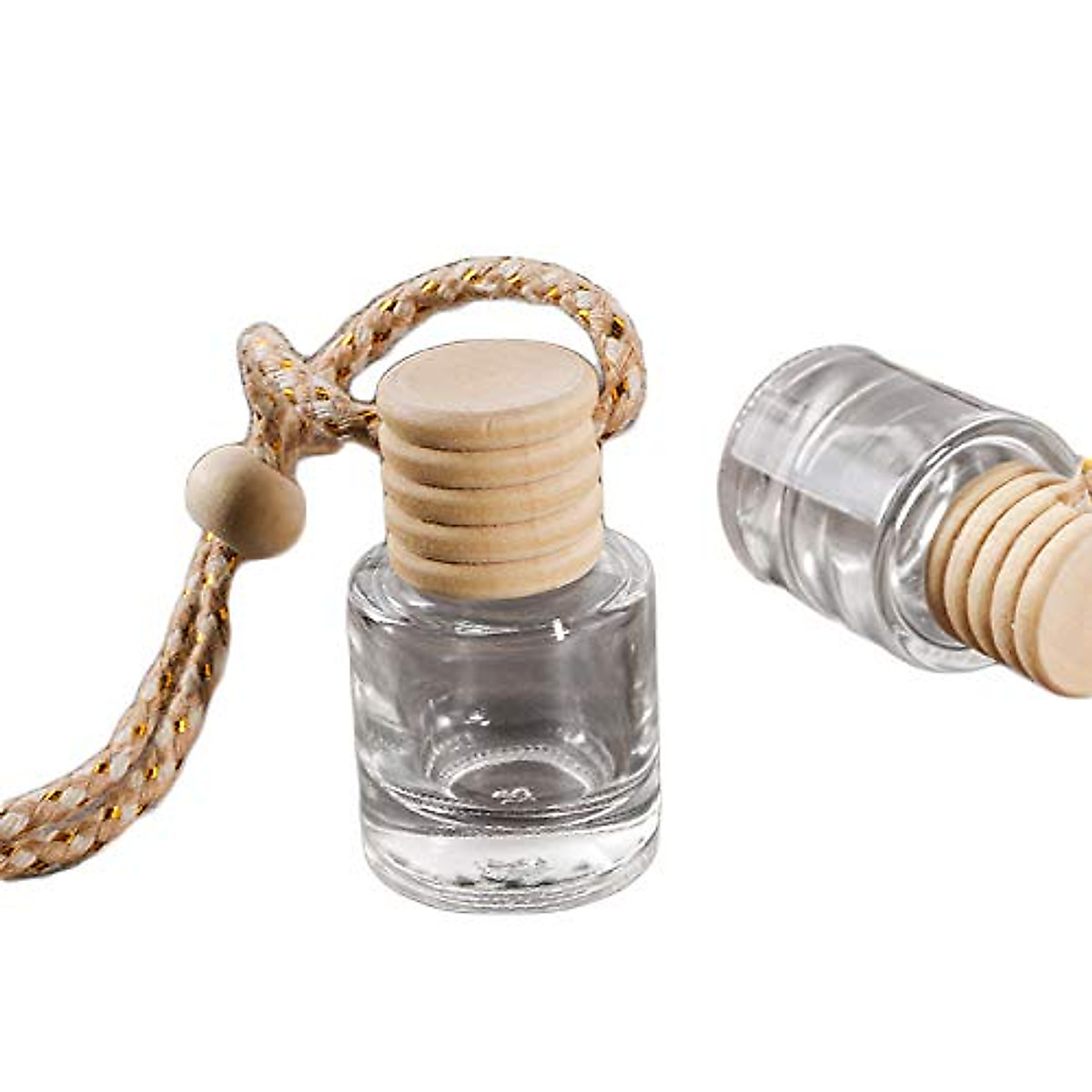 ConStore 10pcs Car Hanging Glass Bottle Empty Pendant Perfume Aromatherapy Bottle Refillable Hanging Diffuser Bottle Air Fresher Ornament Vials