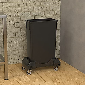 Krollen Industrial 23 Gallon Black Slim Jim Trash Can with Dolly