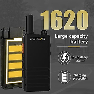 Retevis RT22P,New Version of RT22(2.0),Portable 2 Way Radio with Earpiece,1620mAh Battery,USB-C,Rechargeable Walkie Talkies(6 Pack) with 6 Way Multi Gang Charger,for Church Security School Warehouse