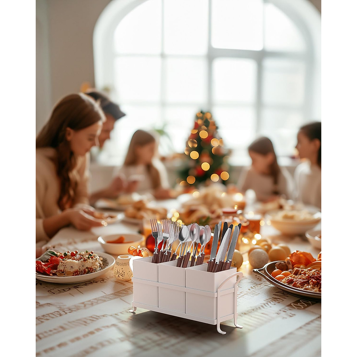 GaryVault White Kitchen Utensil Holder - Chic Silverware Holder for Party, Compact and Versatile Utensil Caddy, Ideal for Countertop and Party Use