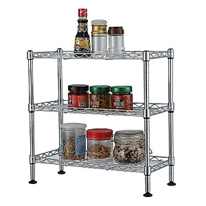 MAXCBD 3 Tier Adjustable Storage Shelving Unit Metal Organizer Wire Rack Shelf 17.72" H