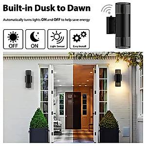 APOTO Dusk to Dawn Outdoor Wall Light Fixture,11W LED Up and Down Porch Light,3000K|4000K|5000K Exterior Wall Sconce Wall Mount,Aluminum Wall Lamp,IP44 Waterproof Outside Lights for House Front Door