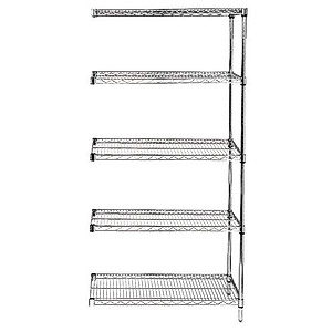 Omega 12" Deep x 48" Wide x 74" High 5 Tier Chrome Add-On Shelving Unit
