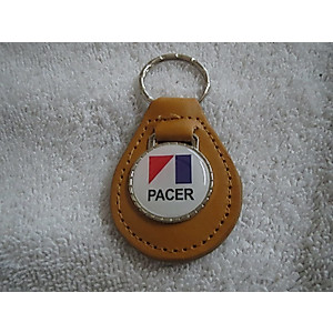1975 1976 1977 1978 1979 AMC PACER LOGO EMBLEM LEATHER KEYCHAIN - ORANGE