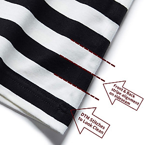 Mock Turtleneck Striped Long Sleeve Shirt Men(M,Black&White Wide(Plain))