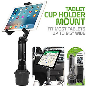 Cellet Universal 360 Adjustable Cup Holder Tablet Automobile Mount Cradle Compatible to Apple IPad Pro 12.9 IPad 9.7-inch Air 2019 IPad Mini 4 Samsung Galaxy Tab S4 S5e Surface Go Pro 6(PHC670M) 13in