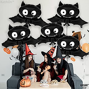 KatchOn, Black Halloween Bat Balloons - 35 Inch, Pack of 8 | Spooky Halloween Balloons for Halloween Party Decorations | Baby Bat Balloon, Halloween Mylar Balloons | Halloween Birthday Decorations