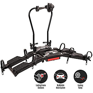 Hollywood Racks Destination E Hitch Bike Rack with Ramp for 2 Bikes up to 70 lbs Each - Secure, Lockable Electric Bike Rack - Premium, Foldable Bicycle Car Racks for Standard or E-Bikes