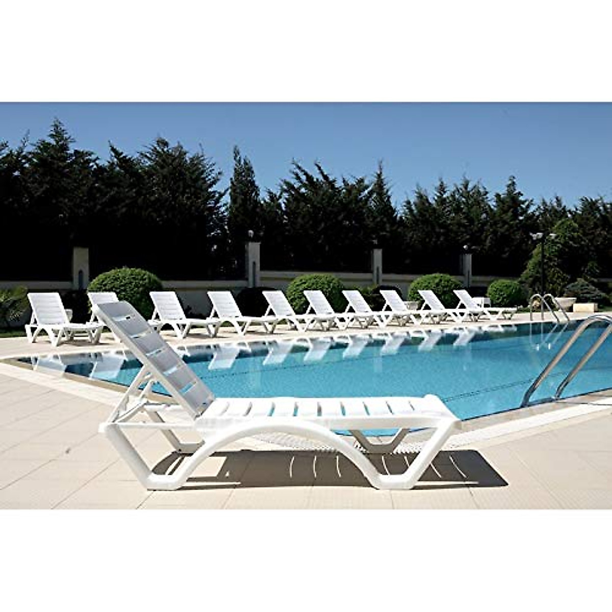 Compamia Aqua Pool Chaise Lounge Chair Stackable Marine Grade Plastic resin outdoor chaise lounge in White - Set of 4