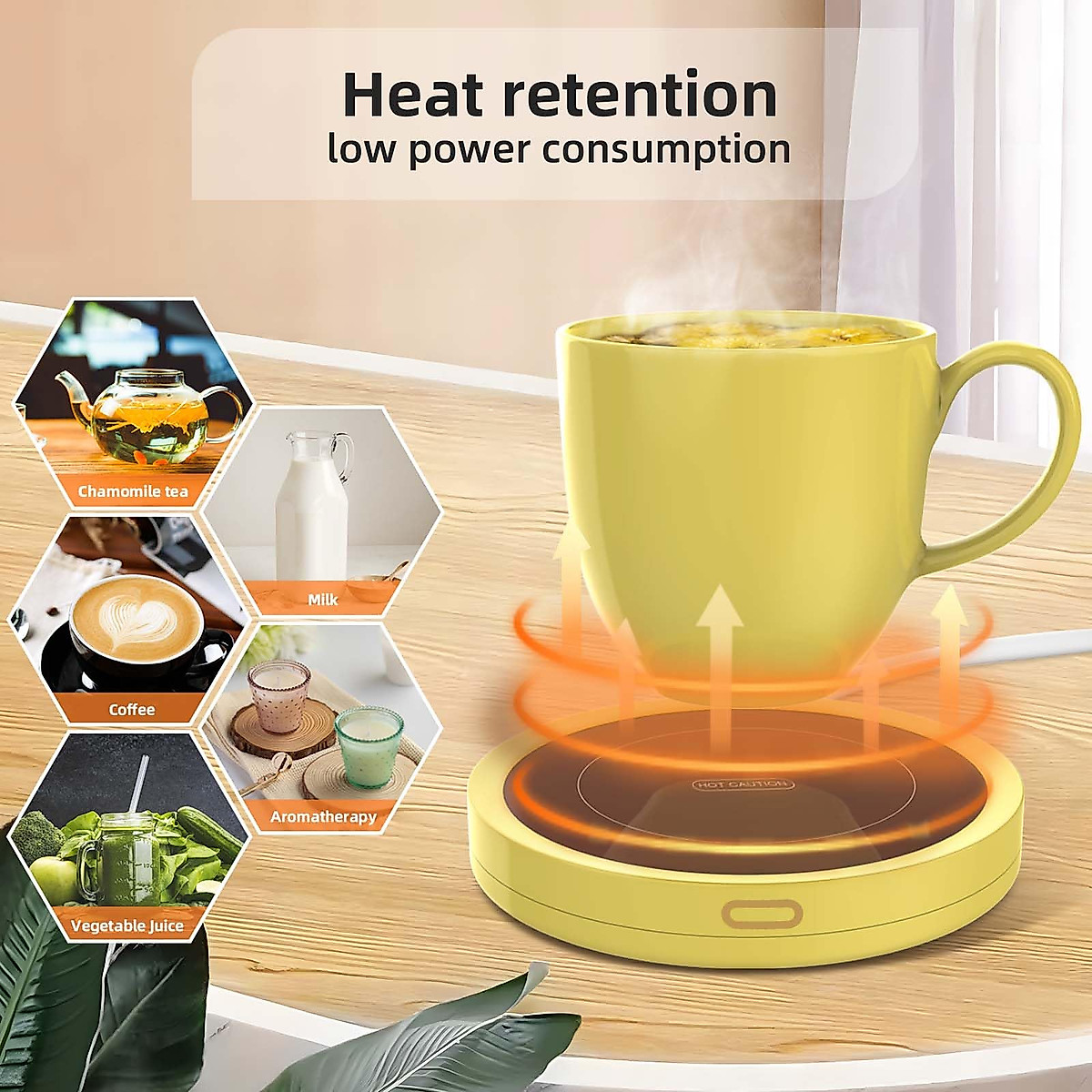 Smart Coffee Warmer, BESTINNKITS Auto On/Off Gravity-Induction Mug Warmer for Office Desk Use, Candle Wax Cup Warmer Heating Plate (Up to 131F/55C) (NO Cup)