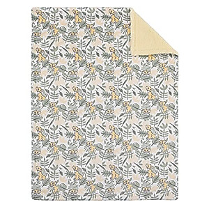 Disney Lion King Simba Yellow, Green, and White Jungle Leaves Super Soft Baby Blanket with Sherpa Back