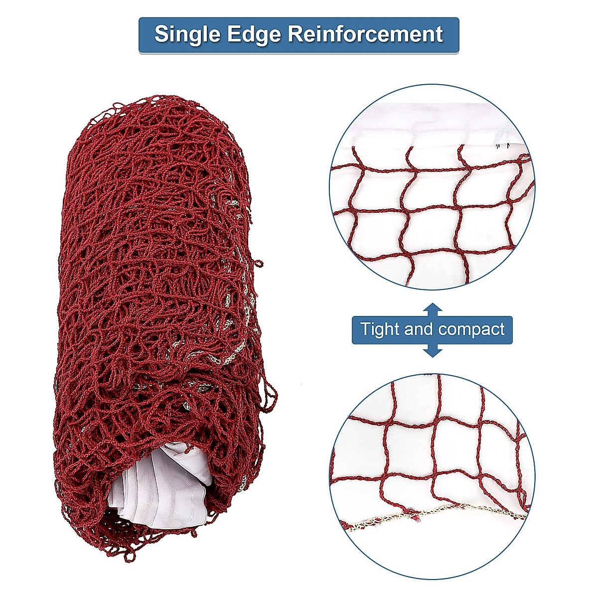 BORDSTRACT Badminton Net, 21.3 x 1.6 Ft Polypropylene Replacement Badminton Net, Professional Regulation Net for Volleyball, Badminton, Pickleball, School, Yard, Training, Entertainment(Date Red)