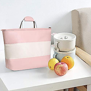 Lunch Bag, Wosweet Leakproof Insulated Lunch Box Cooler Bag for Women, Lunch Container Tote Bag with Zapper & Pocket, Pink