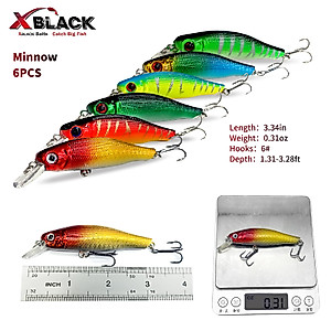 XBLACK Fishing Lures Set, Including Minnow Popper Jointed VIB Shrimp Frogs, Whopper Fishing Lure for Bass Catfish Pike, Baits for Freshwater Saltwater, Fishing Gifts for Men Women(48pcs)