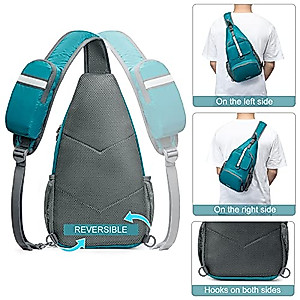 G4Free Packable Crossbody Sling Backpack, Small Travel Hiking Daypack Casual Foldable Shoulder Chest Bag(Teal)