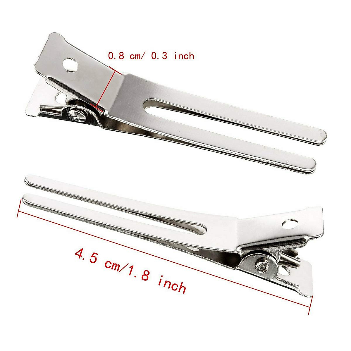 Twdrer 100PCS Hairdressing Double Prong Pin Curl Clips, Setting Section Clips for Hair Bows, Extensions, Salon, Barber, Stylist (1.8", Silver)