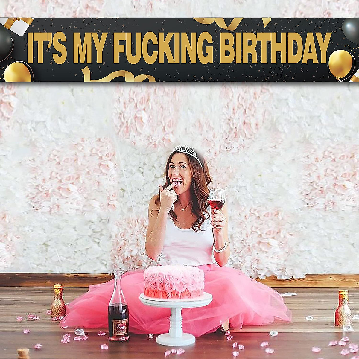 It’s My Fucking Birthday Large Banner, Funny Birthday Banner, Happy Birthday Porch Sign, Birthday Party Outdoor Indoor Backdrop, 9.8 x 1.6 Feet