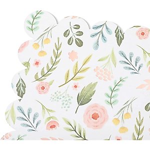 Sparkle and Bash Paper Placemats for Table, Floral Spring Placemats with Scalloped Edge for Dinning Table, Wedding, Tea Party and Tableware Decorations (14 x 10 in, 50 Pack)