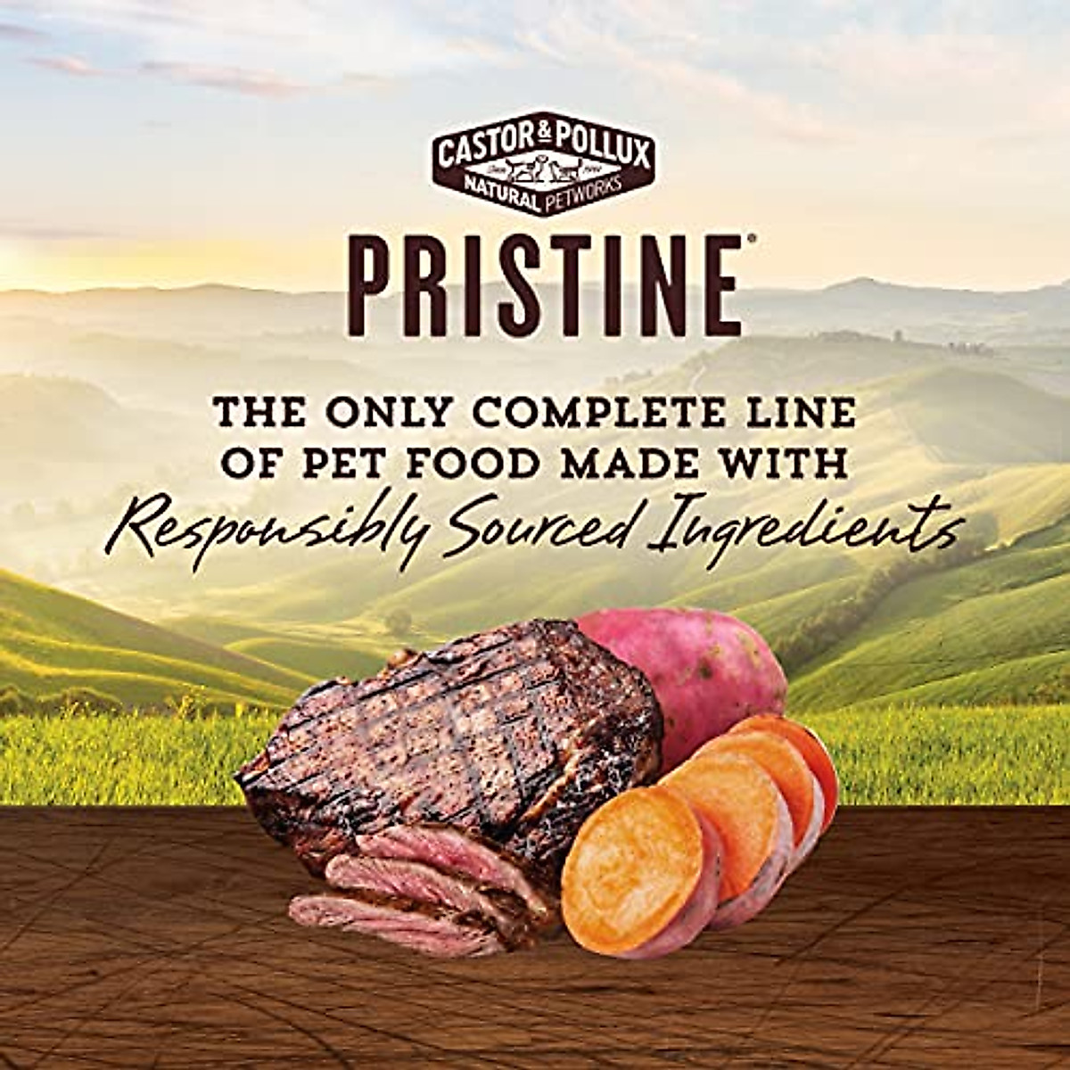 Castor & Pollux Pristine Grain Free Dry Dog Food Grass-Fed Beef & Sweet Potato Recipe with Raw Bites - 4 lb Bag