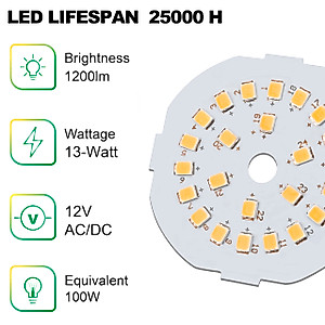 LED 12V Light Bulb, 100W Equivalent, Soft White 2700K, 13W 1200 Lumens, 12 Volt AC/DC, Non-Dimmable, E26 Base, Low Voltage Light Bulbs for Boat, RV, Shed, Off Grid Cabin, and Solar Power, 4-Pack