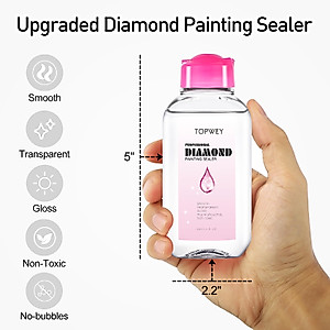 Diamond Painting Sealer, Topwey Diamond Painting Adhesive with Applicator Helps retain Your Diamond Sparkle，Also Applicable to Puzzles for Adults(125ML 4.4 Fl Oz)