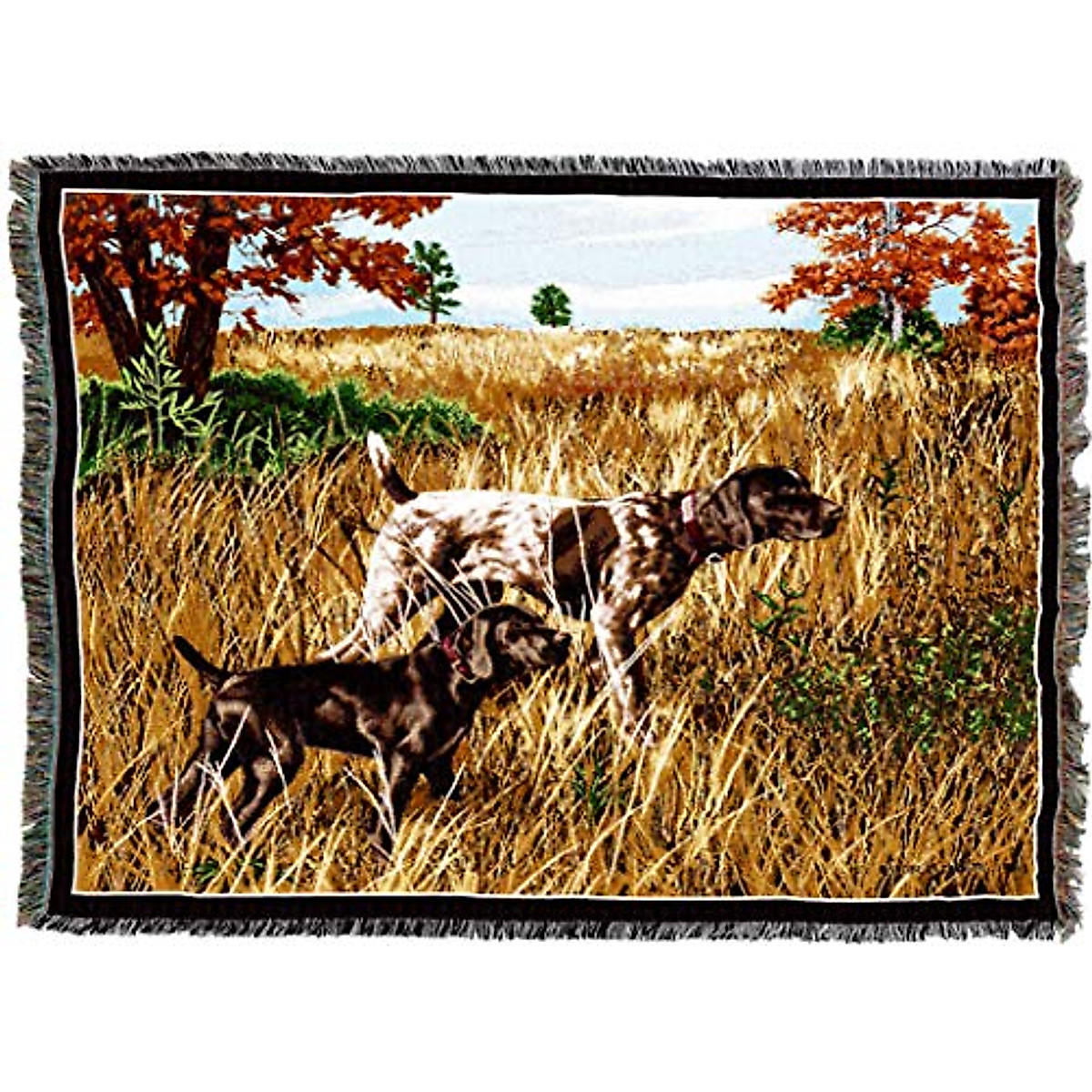 Pure Country Weavers Now We Wait German Shorthaired Pointer Blanket by Bob Christie - Gift for Dog Lovers - Tapestry Throw Woven from Cotton - Made in The USA (72x54)