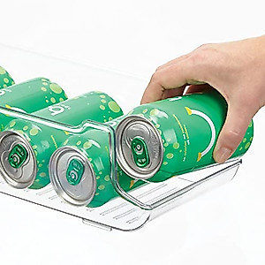 mDesign Large Plastic Pop/Soda Can Dispenser Storage Organizer Bin for Kitchen Pantry, Countertops, Cabinets, Refrigerator - Holds 9 Cans - BPA Free, Food Safe - Clear