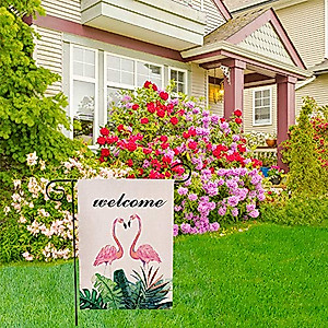 Ogiselestyle Flamingo Garden Flag Vertical Double Sided Farmhouse Summer Autumn Fall Small Welcome Yard Outdoor Flags 12 X 18 Inch