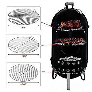 Uniflasy 7436 Upper Cooking Grate, 85041 Lower Grate, 63014 Charcoal Grate for Weber Charcoal Grill 22 Inch Smokey Mountain Cooker, 22" Charcoal Smoker Parts, 2 Cooking Grate and 1 Charcoal Grate