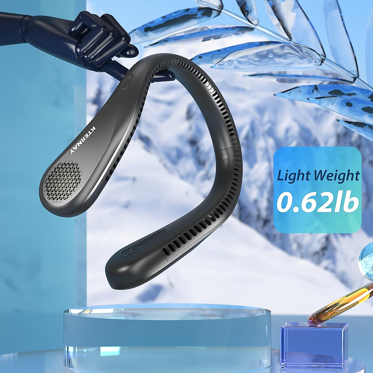 Kternay Bladeless Neck Fan - 5200mAh Portable Neck Fan with 3 Wind Speed,USB Rechargeable Personal Neck Fan, Hands-Free Design USB Fan - Ideal for Outdoor Activities and Travel