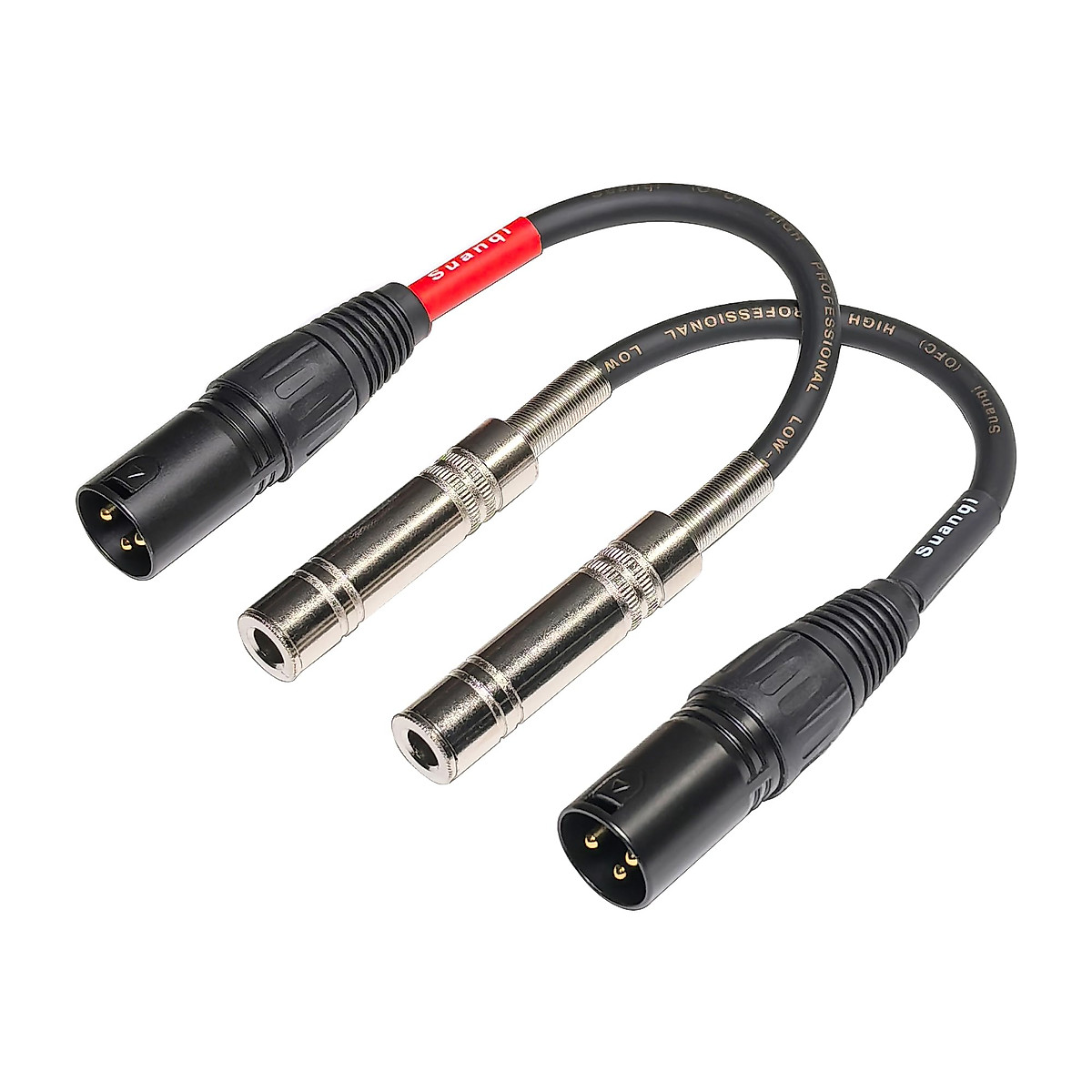 Suanqi XLR Male to 1/4 inch TRS Female Adapter Cable, 6 inch, 2 Pack (XLR Male to TRS Female)