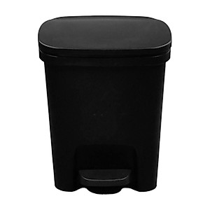 10l Trash Can Step-On Trash Can with Lid Plastic Kitchen Waste Bin Odor Protection Hands Free with Garbage Bag Rings (D)