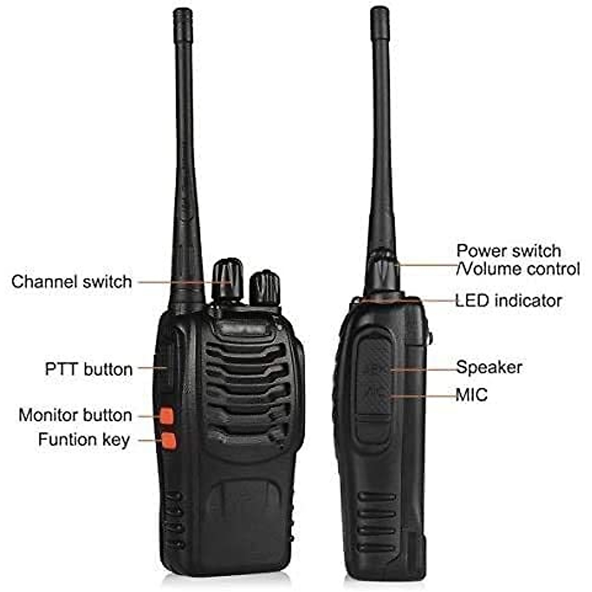 Baofeng BF-888S Ham Two Way Radio, Walkie Talkie with Rechargeable Battery Headphone Wall Charger Long Range 16 Channels (2 Pack)