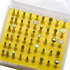 Oudtinx 50-Piece 1/8-Inch Shank Diamond Coated Rotary Burrs Set Fits Dremel Rotary Tools,Diamond Burr Set for Jewelry,Glass,Stone,Ceramic,ect.(Small Head Style)