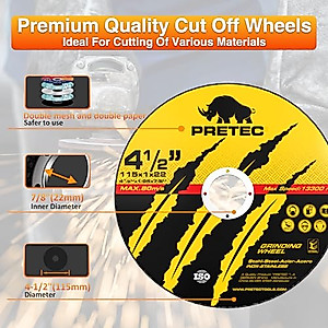 PRETEC 26 Packs Angle Grinder Cutting Flap Grinding Disc Wheel 4 1/2in Inches - 20 Packs 4.5"x1/4"x7/8" Cut Off Wheels,3 Packs 4.5"x7/8" 60 Grit Flap Discs, 3 Packs 4.5"x1/25"x7/8" Grinding Wheels