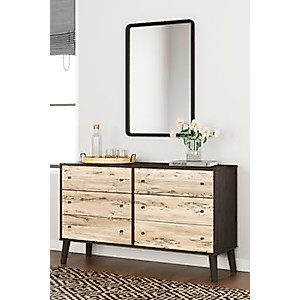 Signature Design by Ashley Piperton Contemporary Scandinavian 6 Drawer Dresser, Two-Tone Black