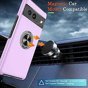 Gritup Pixel 7 Case, Google Pixel 7 Case with HD Screen Protector, Shockproof Google Pixel 7 Phone Case with 360° Magnetic Ring Holder Kickstand Phone Case for Google Pixel 7 Purple