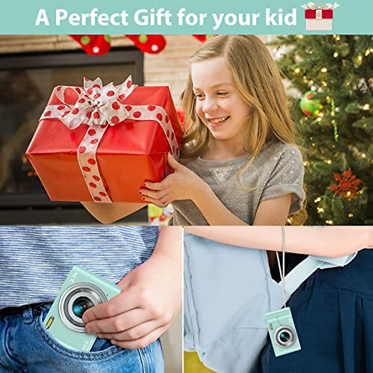 Digital Camera, FHD 2.7K Digital Camera for Kids Digital Point and Shoot Camera with 16X Digital Zoom, 44MP Compact Camera Portable Small Camera for Teens Boys Girls Students Beginners