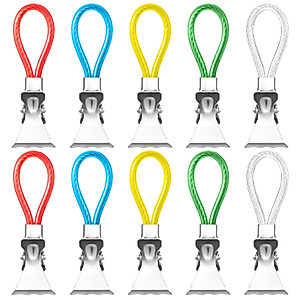Towel Clips 10Pcs, Clips for Hanging, Tea Towel Clips with Hanging Loop, Towel Cips for Kitchen Bathroom Bedroom Hotel Cabinet Swimming Pool Let You Distinguish and Organize Towels Faster（5 Colors）