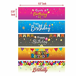 Happy Birthday Water Bottle Labels - (Pack of 100) 8.5" x 2.25" Wrappers Wrap Around Party Decoration Stickers