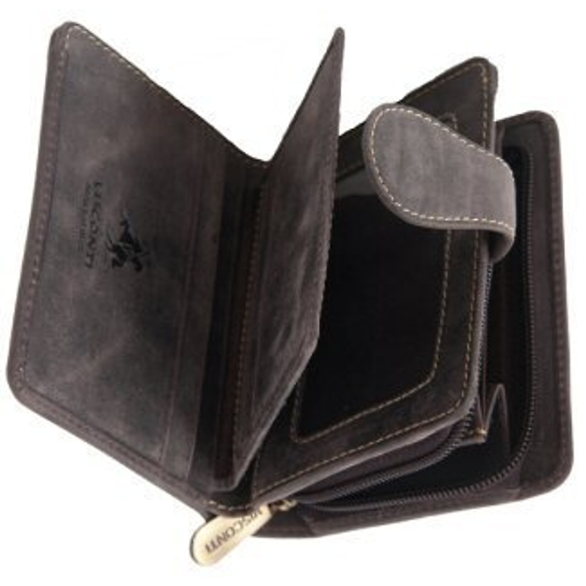 Visconti Hunter 715 Mens Bifold Wallet with Zippered Coin Purse in Oil Leather (Brown)